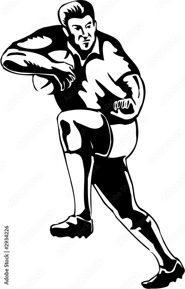 rugby player goose step fending Stock Photo | Adobe Stock