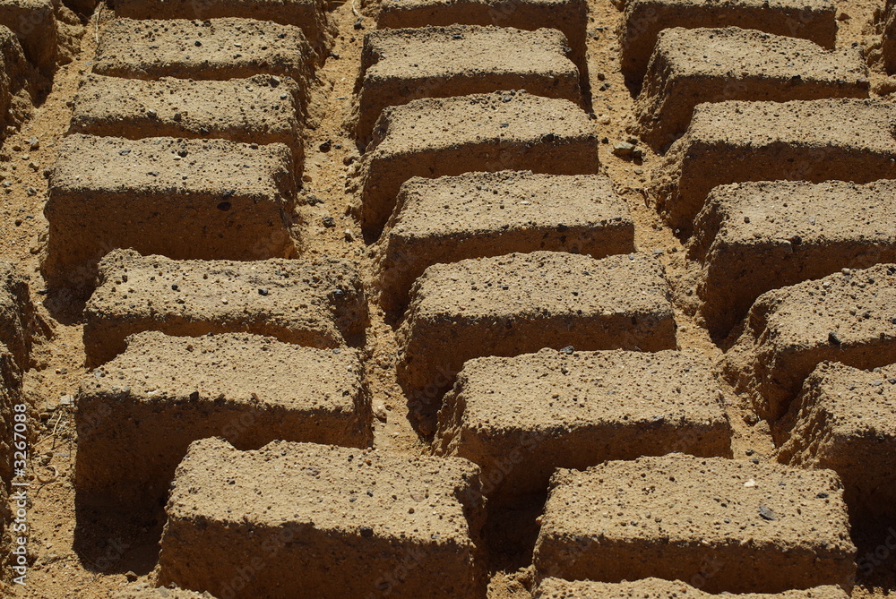 briques d'argile séchant au soleil Photos | Adobe Stock