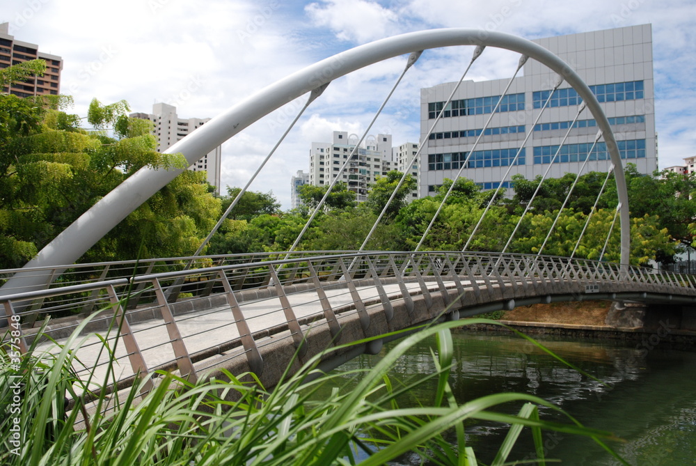 curved bridge at the across the river Stock Photo | Adobe Stock