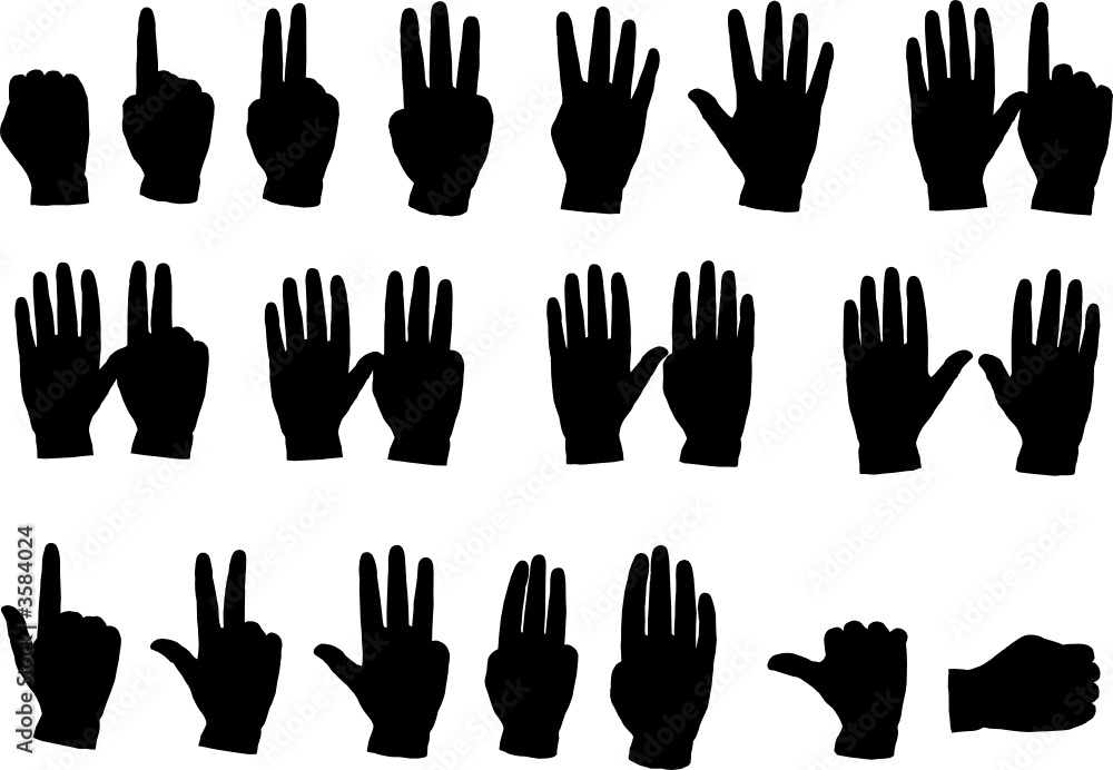 Vector Hands showing 1-9 using fingers Stock Vector | Adobe Stock