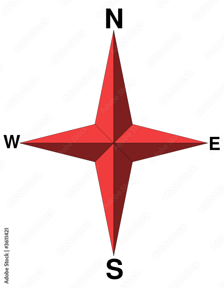 Compass Rose Red Vector Stock Vector | Adobe Stock