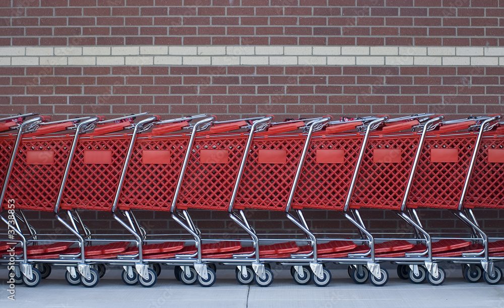 Shopping carts in a row Stock Photo | Adobe Stock