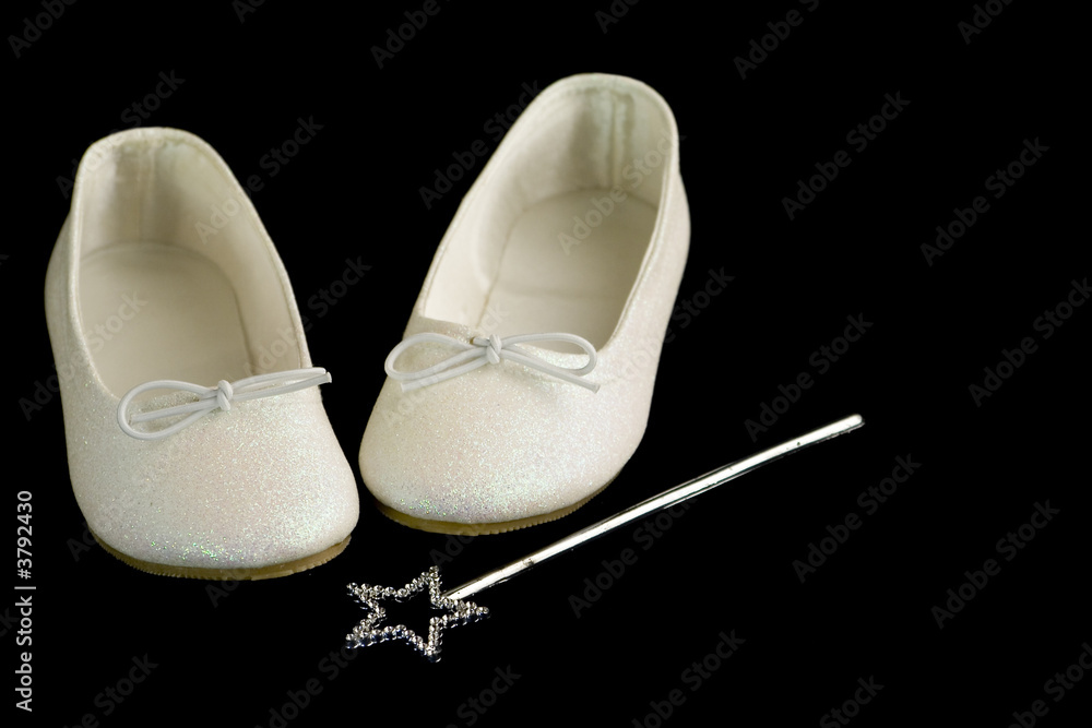 Girl slippers and magic wand Stock Photo | Adobe Stock