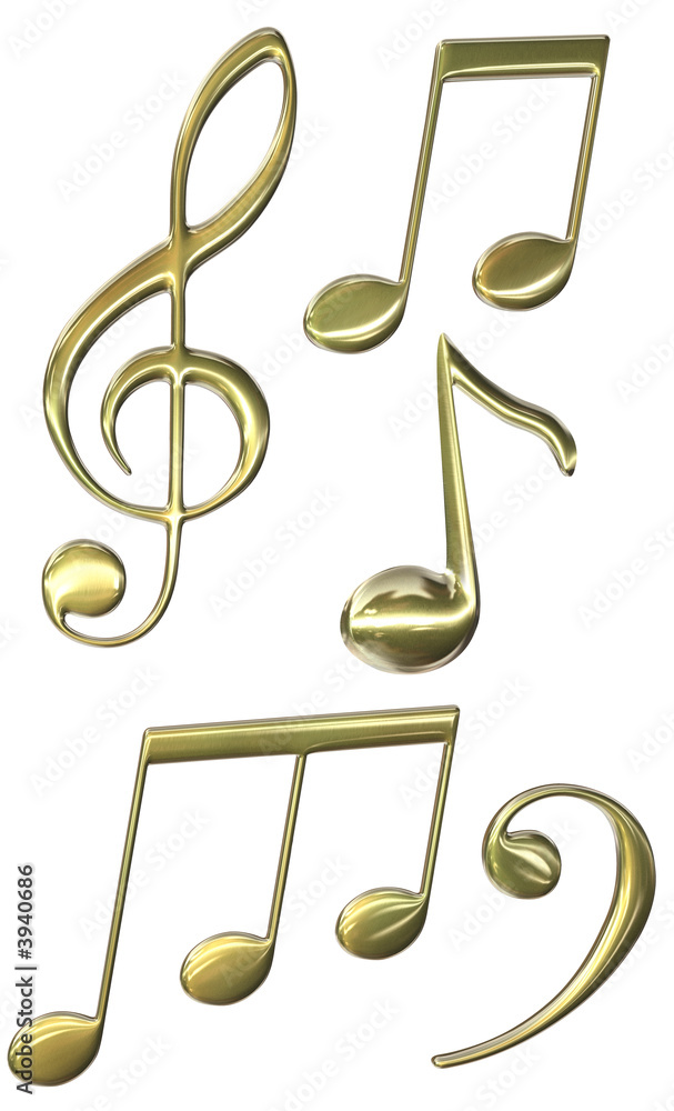 Metallic musical notes Stock Illustration | Adobe Stock
