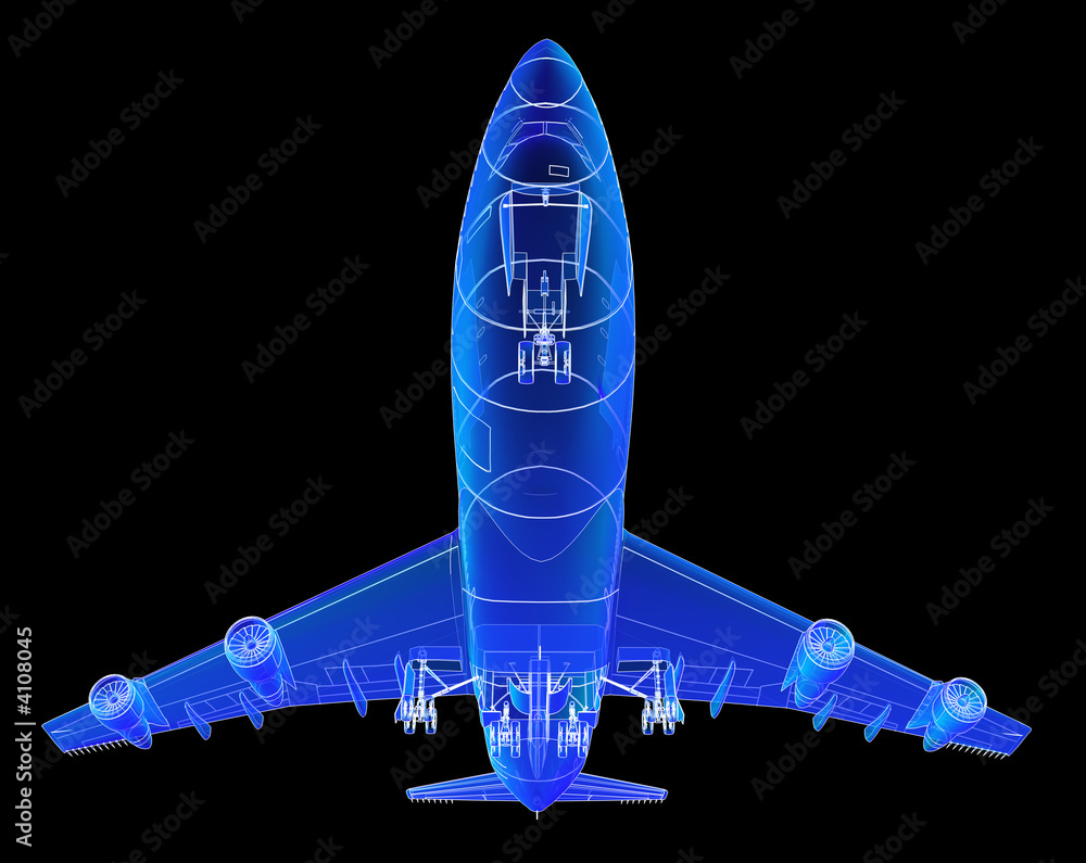 Super high resolution Boeing 747 blueprint rendering. Stock Photo ...