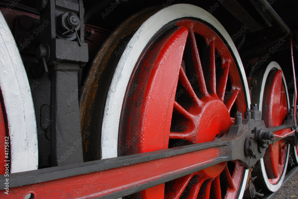 wheels of retro steam train Stock Photo | Adobe Stock