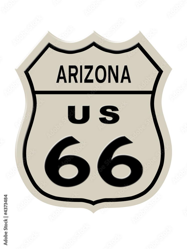 Route 66 sign, Arizona state. High resolution illustration Stock Photo ...