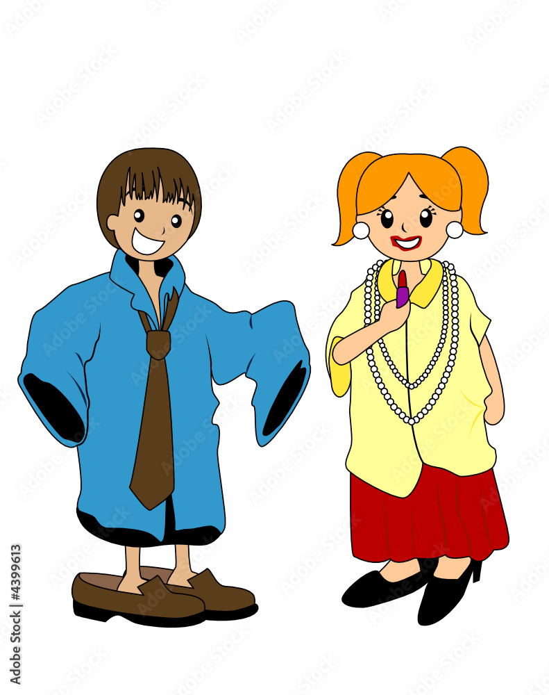 Kids Playing Dress Up Stock Vector | Adobe Stock