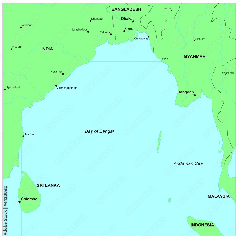 Sea maps series: Andaman Sea, Bengal Sea Stock Illustration | Adobe Stock