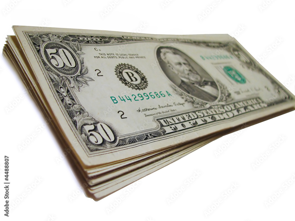 Old Money Isolated - 50 Dollar Bills US Stock Photo | Adobe Stock