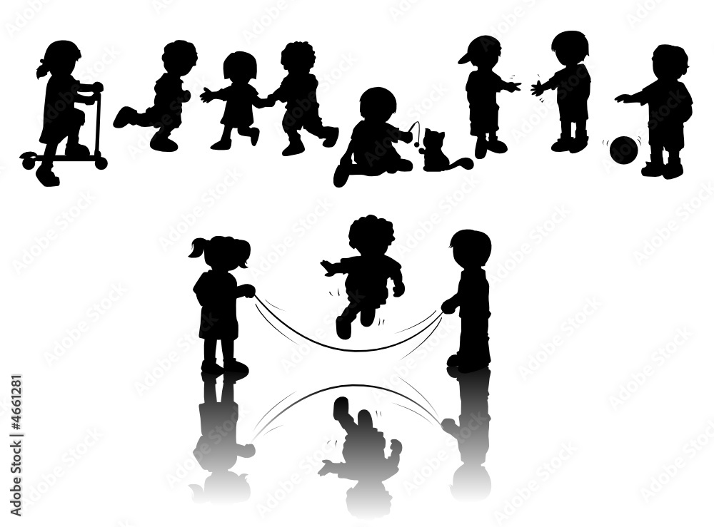 Children Playing Vector Silhouettes Stock Vector | Adobe Stock