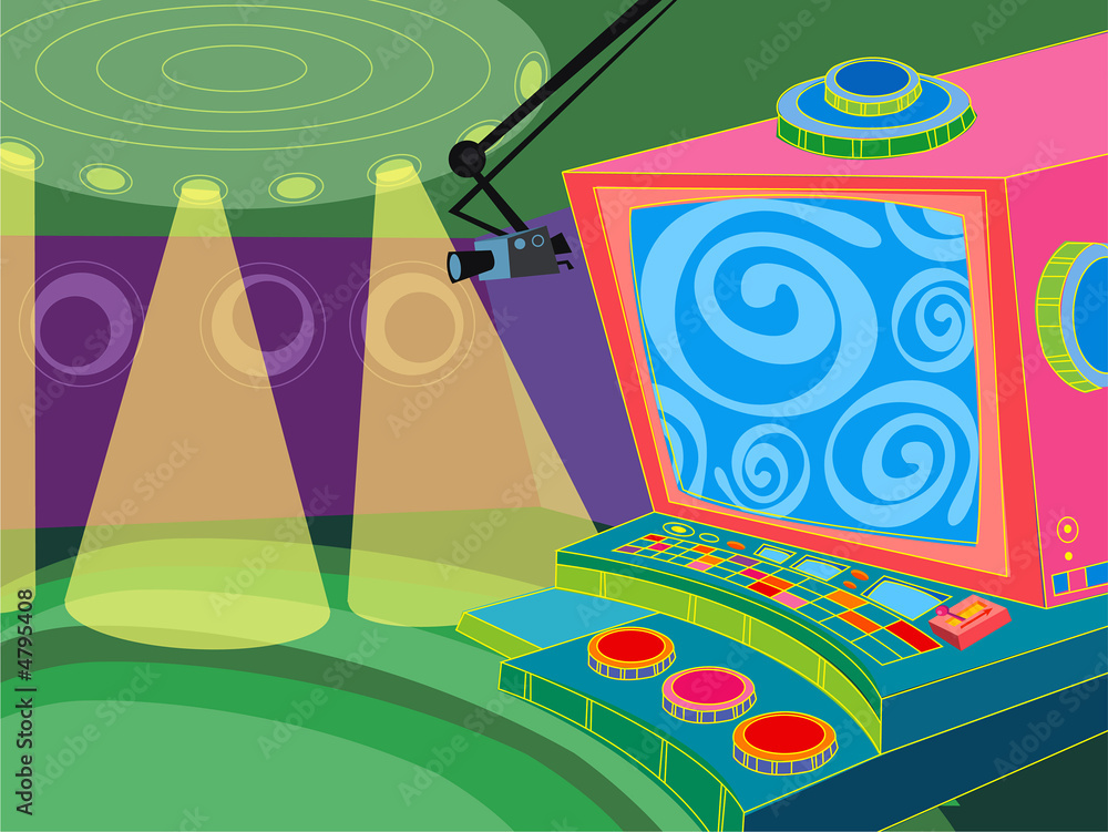 alien control room - cartoon illustration Stock Illustration | Adobe Stock