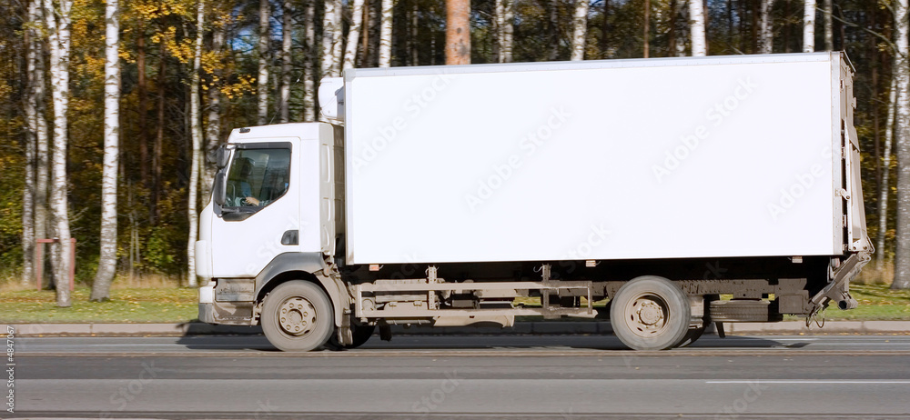 blank white delivery van truck of "trucks" series Stock Photo | Adobe Stock