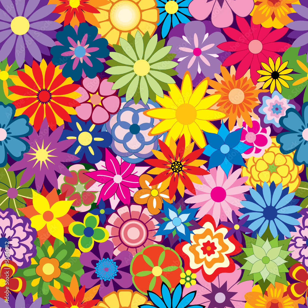 Colorful Seamless Repeating Flower Background Stock Vector | Adobe Stock