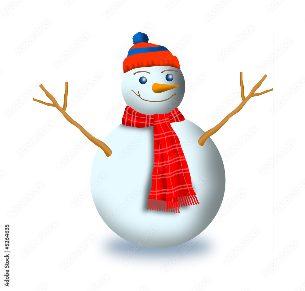 Frosty the snowman with scarf Stock Illustration | Adobe Stock