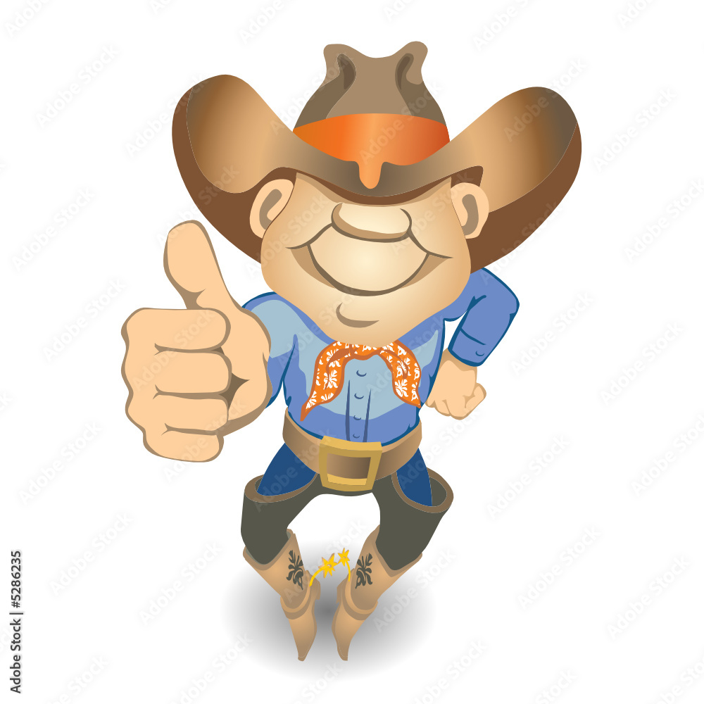 Thumbs Up Cowboy (vector or XXL jpeg image) Stock Vector | Adobe Stock