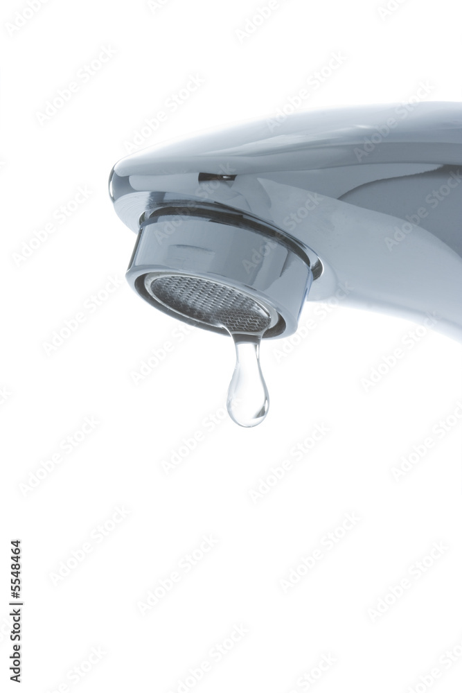 Isolated faucet with a drop let of water Stock Photo | Adobe Stock
