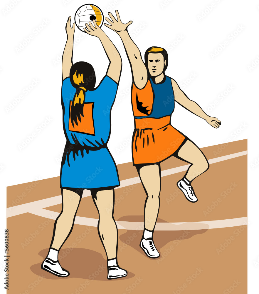 Netball player attempting to block the shot Stock Vector | Adobe Stock
