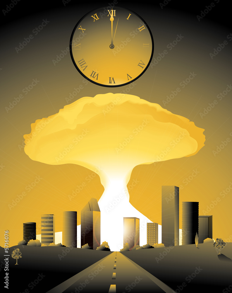 doomsday, with a nuclear bomb going off in a city Stock Illustration ...