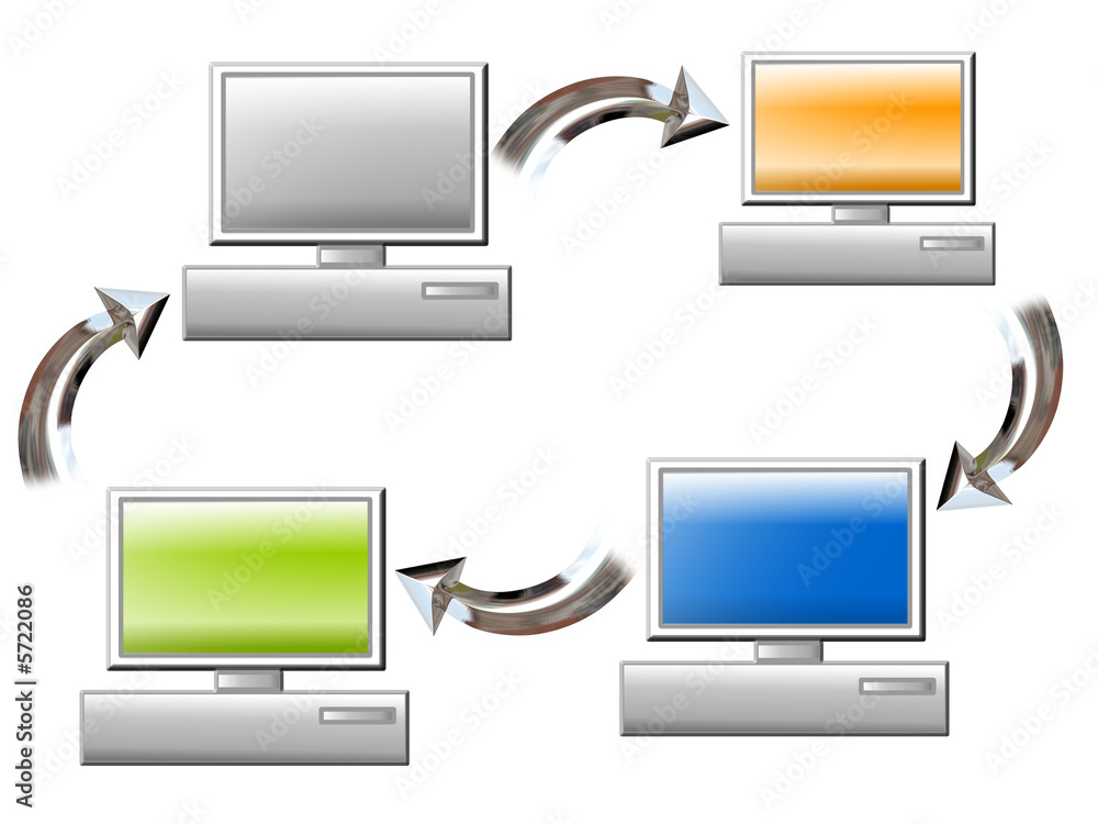 Vernetzte Computer Stock-Illustration | Adobe Stock