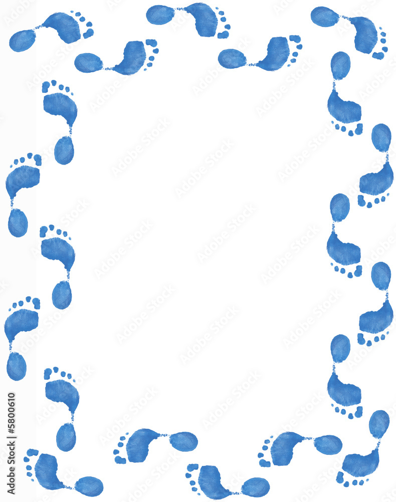 blue foot print border on white background Stock Illustration | Adobe Stock