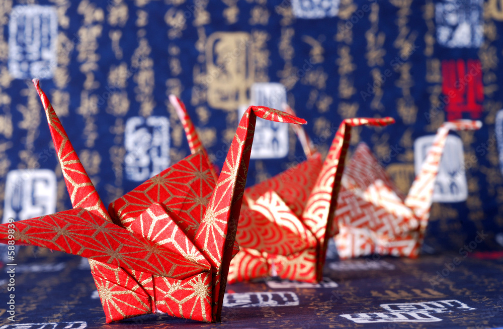 Trio of Japanese Peace Cranes Stock Photo | Adobe Stock