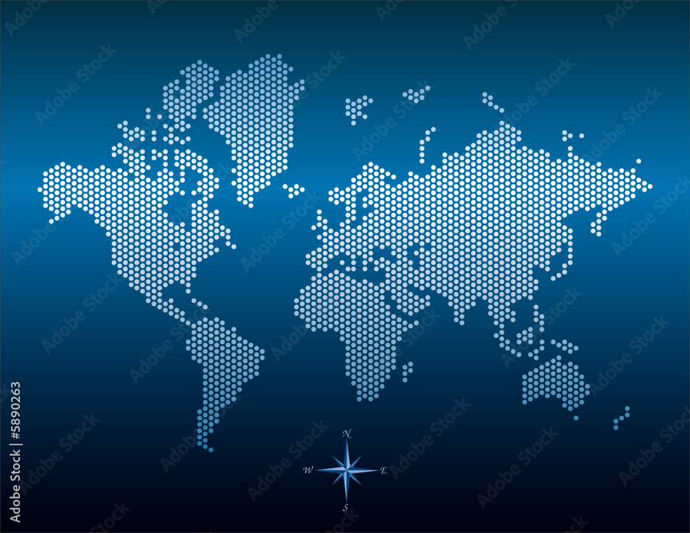 Vector dotted world map - Blue Background Illustration Stock Vector | Adobe Stock