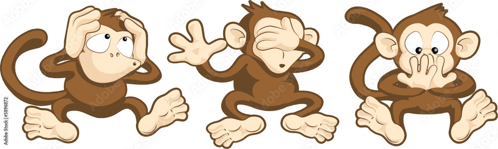 Hear no evil, see no evil, speak no evil monkeys illustration Stock ...