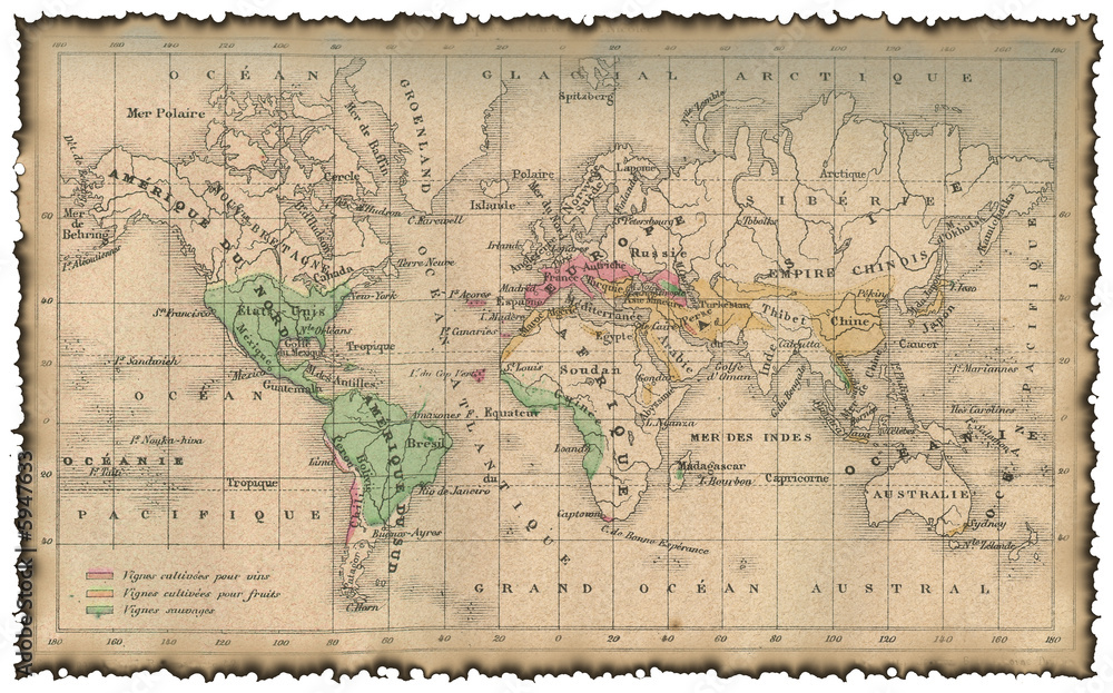 Ancient map of the world Stock Illustration | Adobe Stock