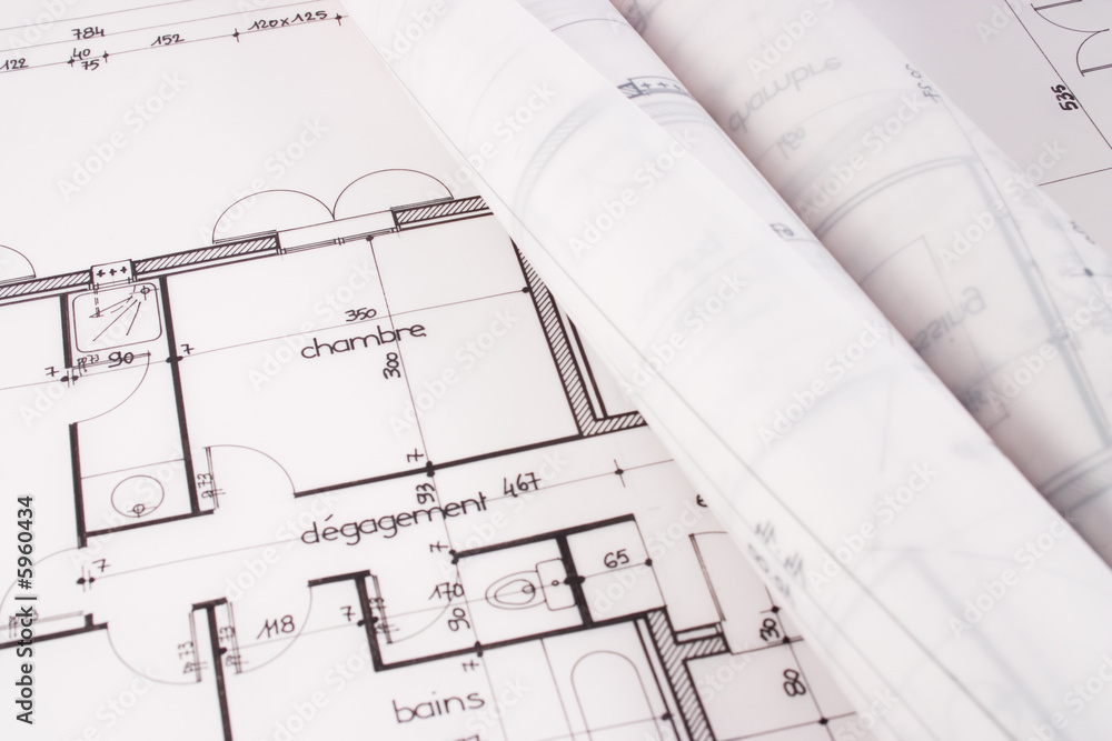 Plans of a house designed by an architect Stock Photo | Adobe Stock