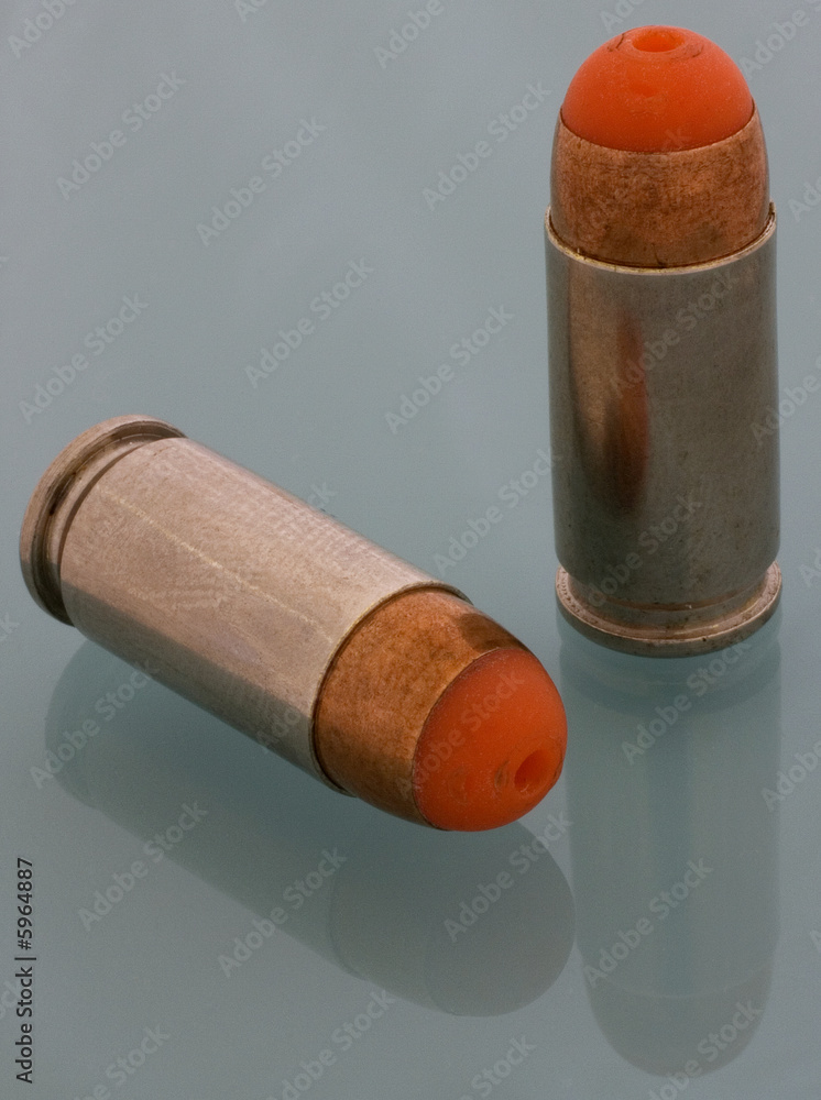 9 mm Luger ammuntion loaded with plastic tipped bullets Stock Photo ...