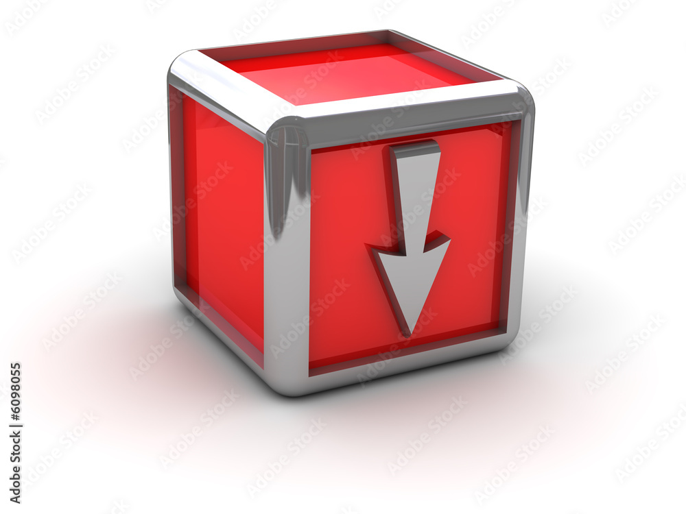 Red box with arrow down (image can be used for printing or web) Stock ...