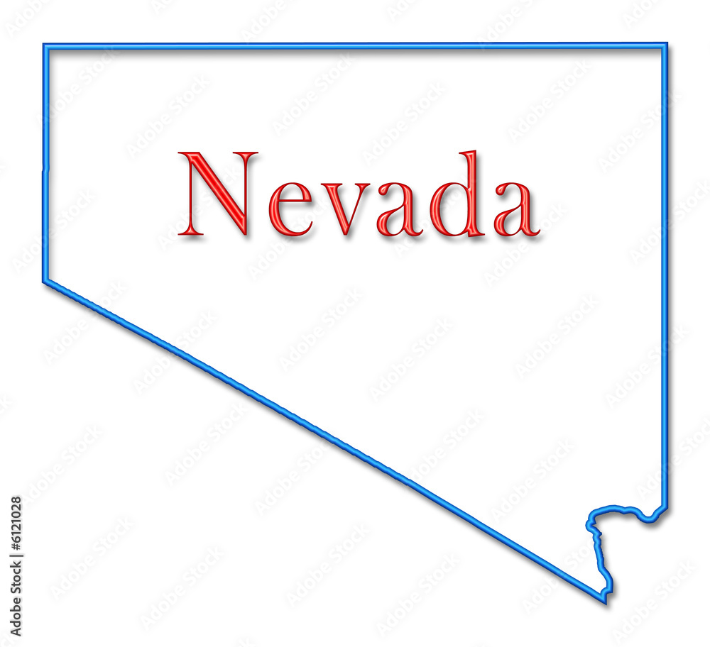 Nevada Map Outlined in Neon Blue with Red Lettering Stock Illustration ...