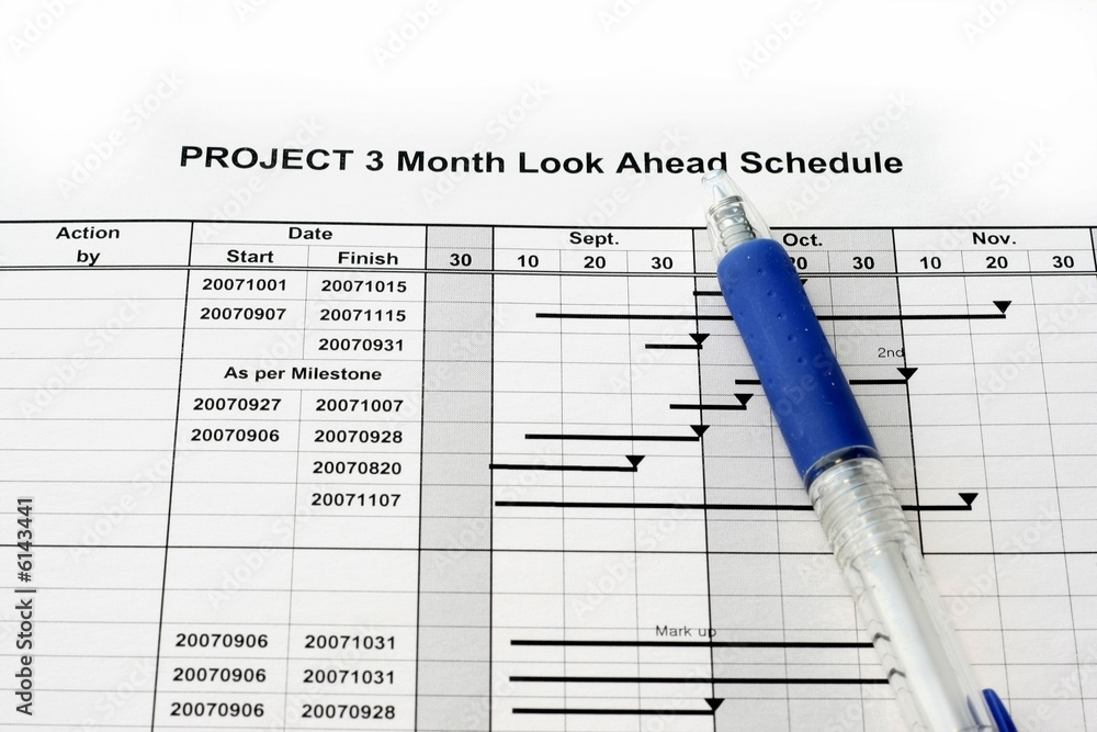 Time Schedule look ahead graph for a project Stock Photo | Adobe Stock