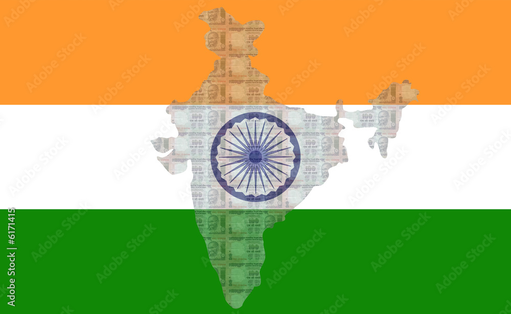 Map of India with 100 rupees Stock Illustration | Adobe Stock
