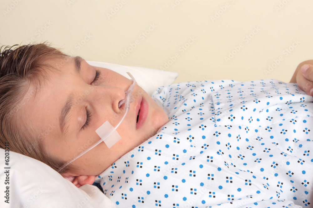 Trauma patient with nasal cannula. Stock Photo | Adobe Stock