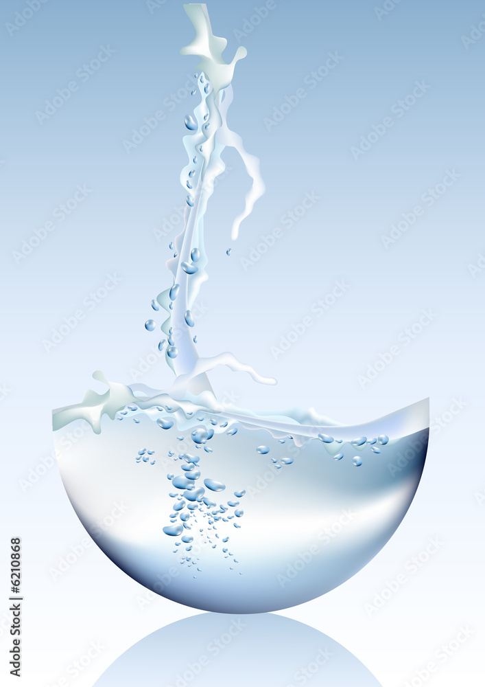 Vector illustration of water being poured into a clear bowl. Stock ... Vector illustration of water being poured into a clear bowl. Stock ...