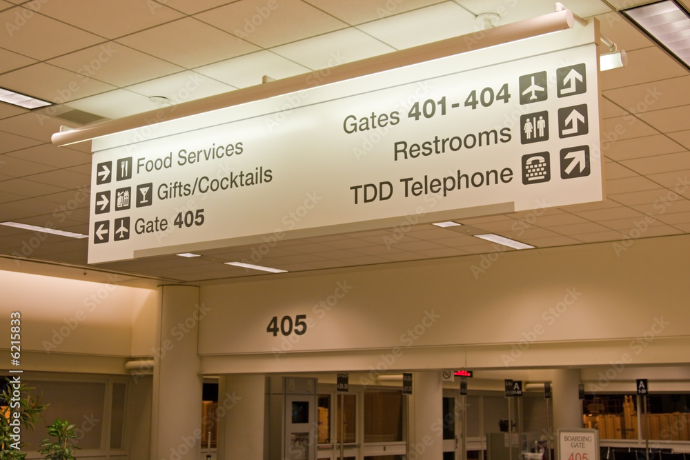 Direction signs in an airport terminal for travelers Stock Photo ...