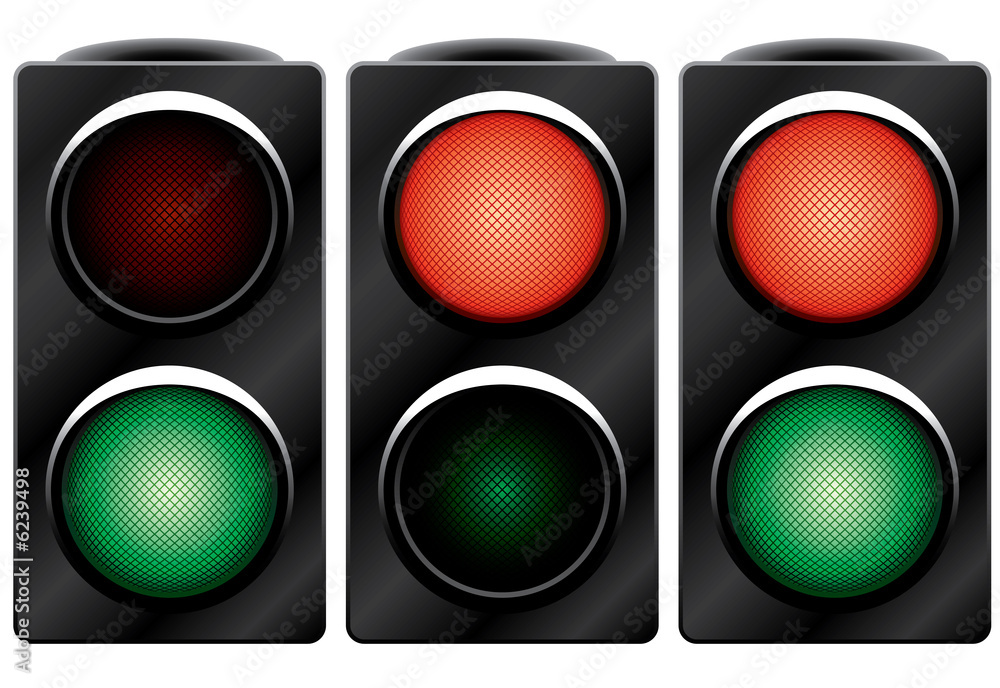 Traffic light. Variants. Raster illustration. Isolated on white. Stock ...