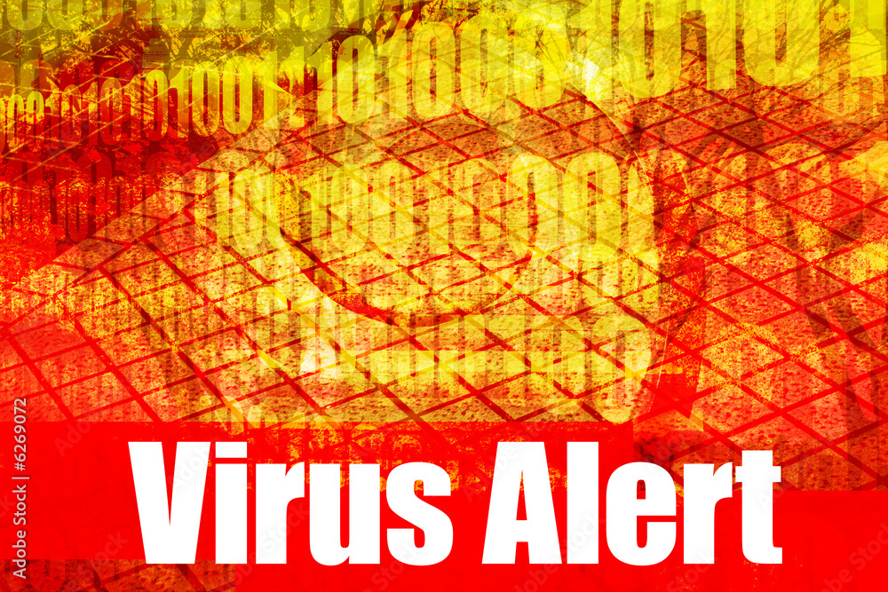 Virus Alert Warning Message on abstract technology background Stock ...