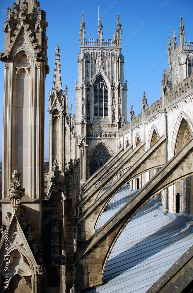 Rooftop arches of York Minster Stock Photo | Adobe Stock