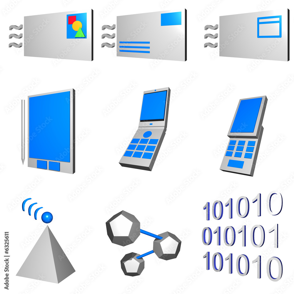 Telco mobile industry icon and symbol set series - Gray Blue Stock ...