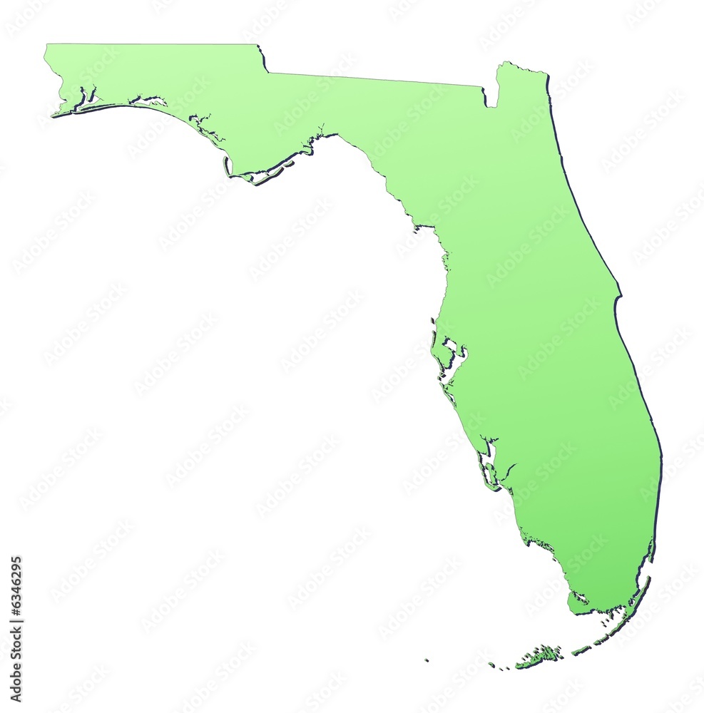 Florida (USA) map filled with light green gradient Stock Illustration ...