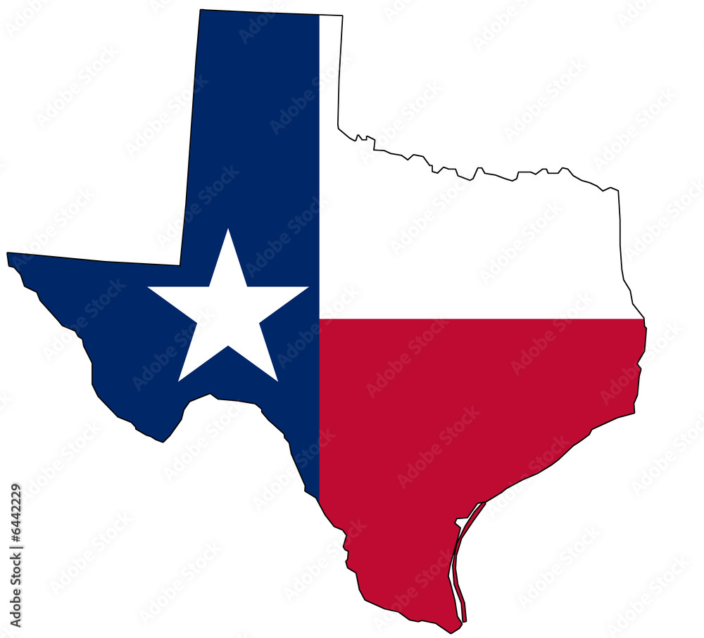 Map of texas, filled with its flag colors Stock Illustration | Adobe Stock