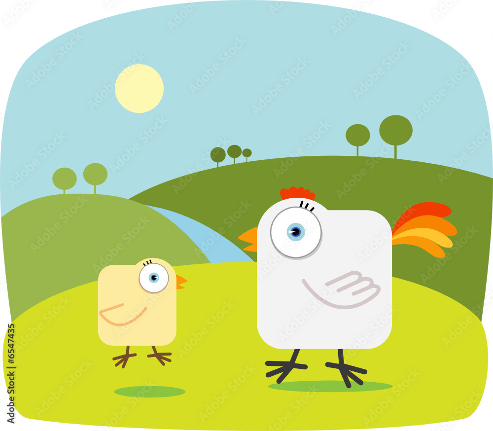 Cartoon Chicken with big eye Stock Vector | Adobe Stock