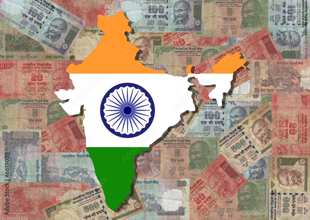 Map of India with Rupees Stock Illustration | Adobe Stock