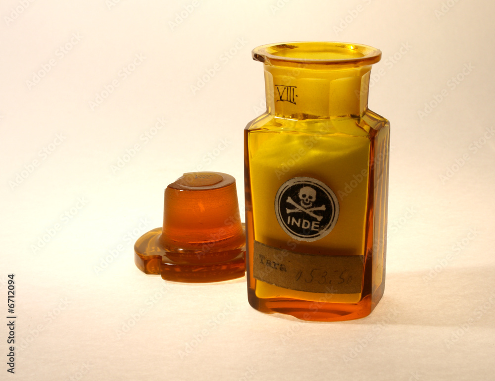 Ancient glass pharmaceutical phial with toxic substance Stock Photo ...