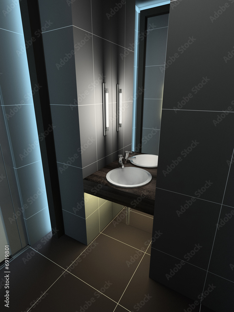 3D render modern interior of toilet Stock Illustration | Adobe Stock