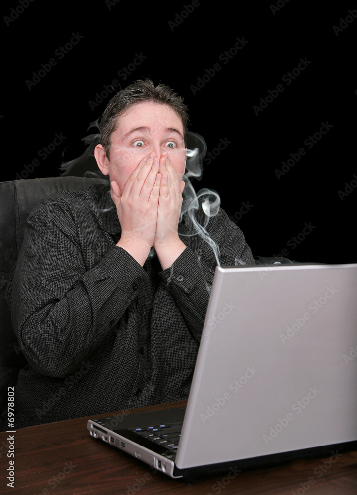 man and smoking computer Stock Photo | Adobe Stock
