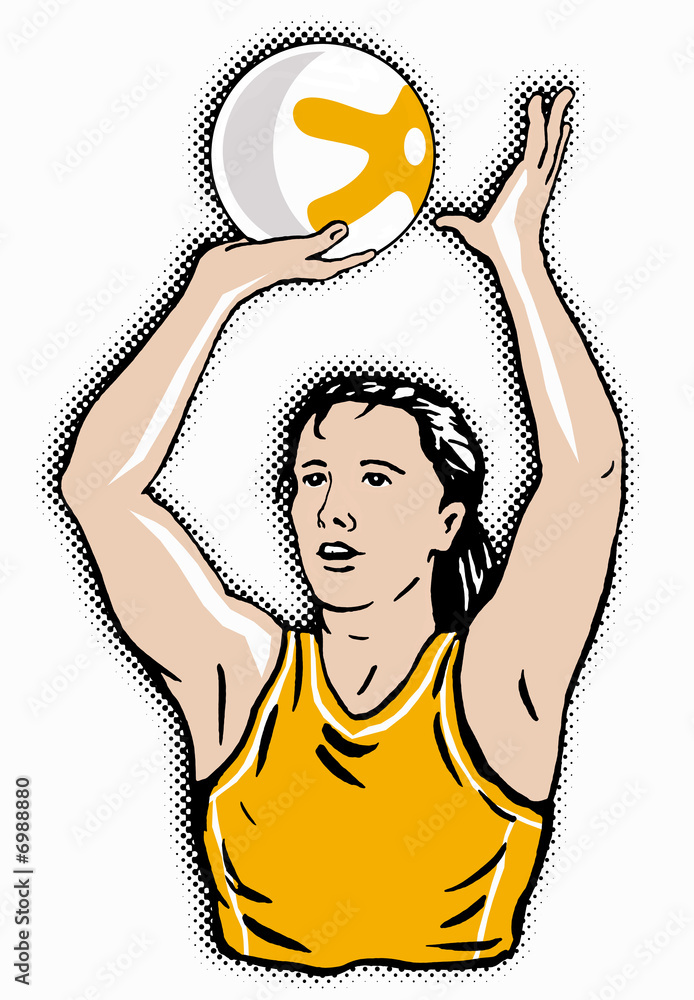 Netball player shooting the ball Stock Illustration | Adobe Stock